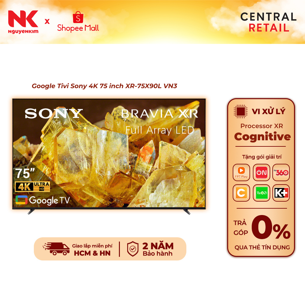 [Chỉ giao lắp HN HCM] Google Tivi Sony 4K 75 inch XR-75X90L VN3 | Shopee Việt Nam