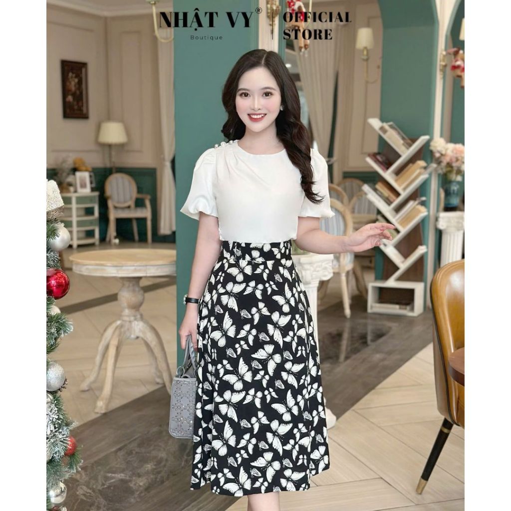 Chân váy hoa đi chơi Nhật Vy dáng dài thắt dây eo rời chất lụa mango ...