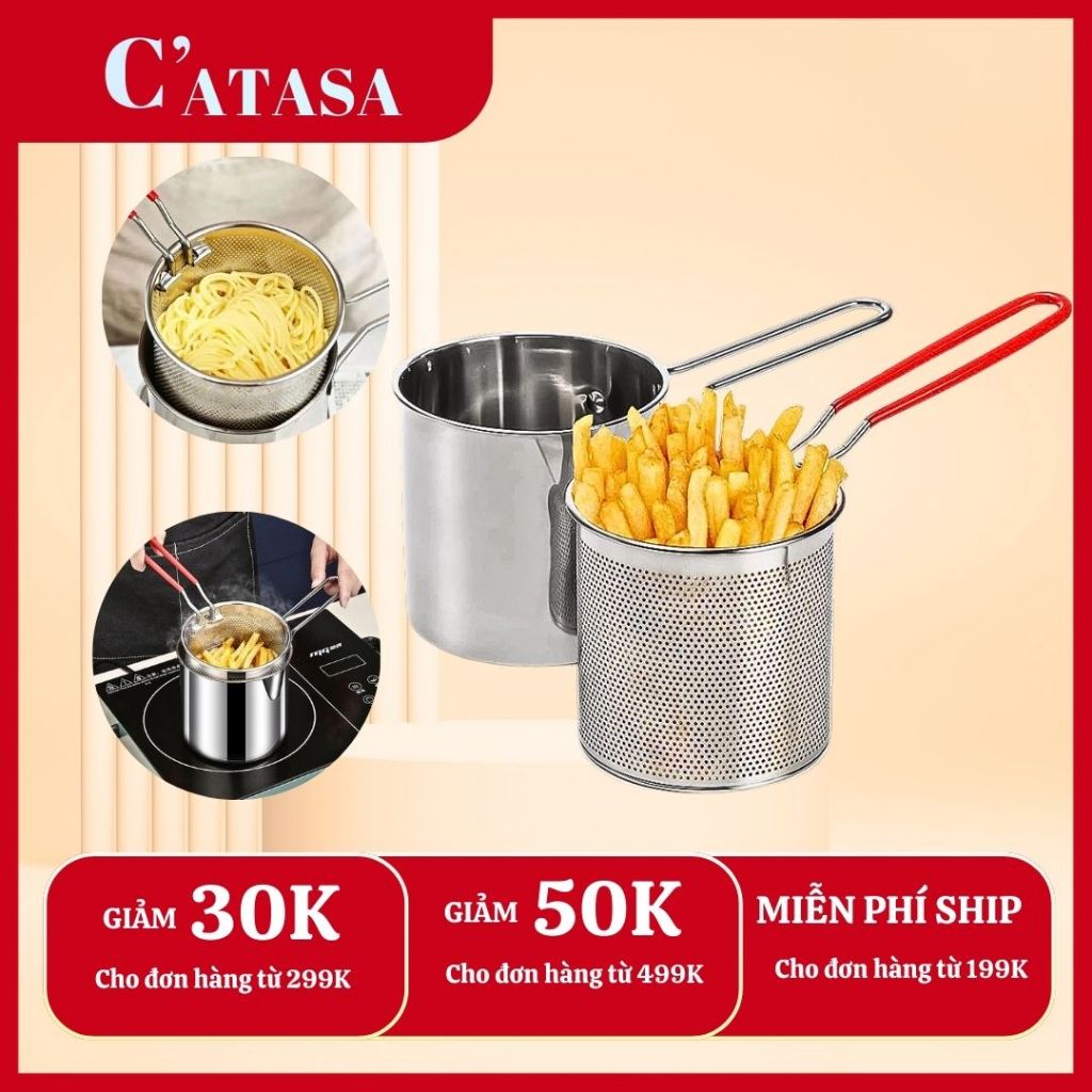 Nồi Chiên Ngập Dầu Bằng Thép Không Gỉ 304, Có Lưới Lọc Tiết Kiệm Dầu ...
