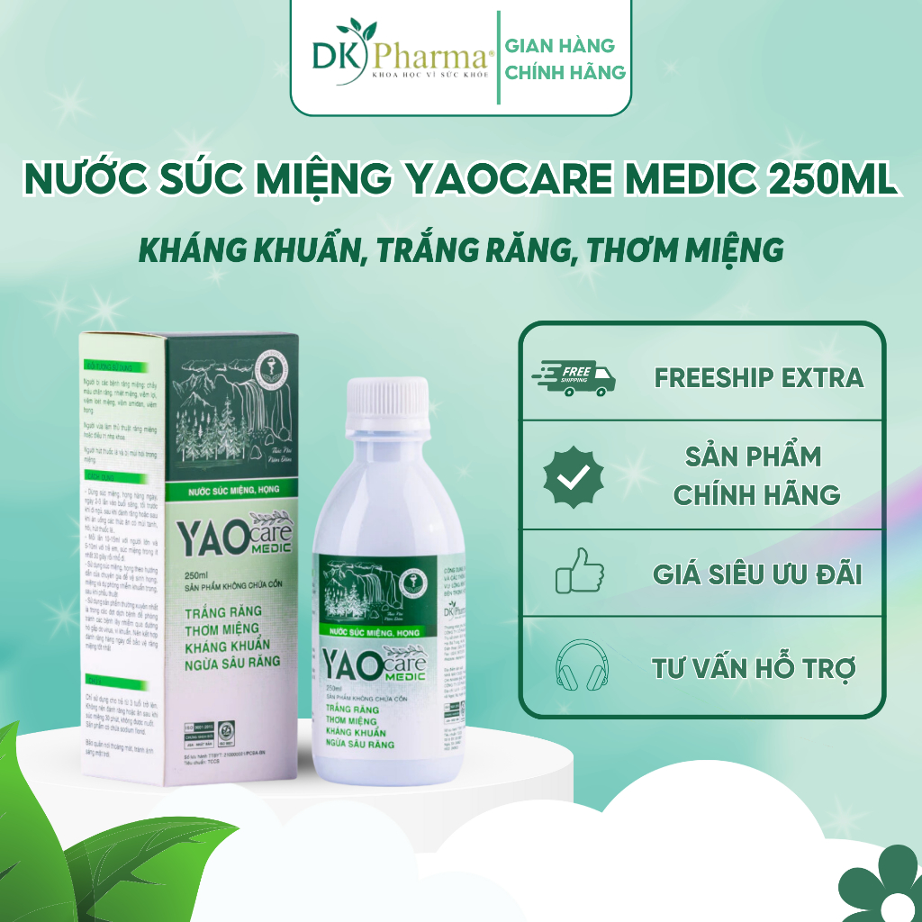 [SALE 10/10] Nước Súc Miệng Thảo Dược Yaocare Medic DK Pharma Hỗ Trợ Hạn Chế Vi Khuẩn và mùi hôi ...