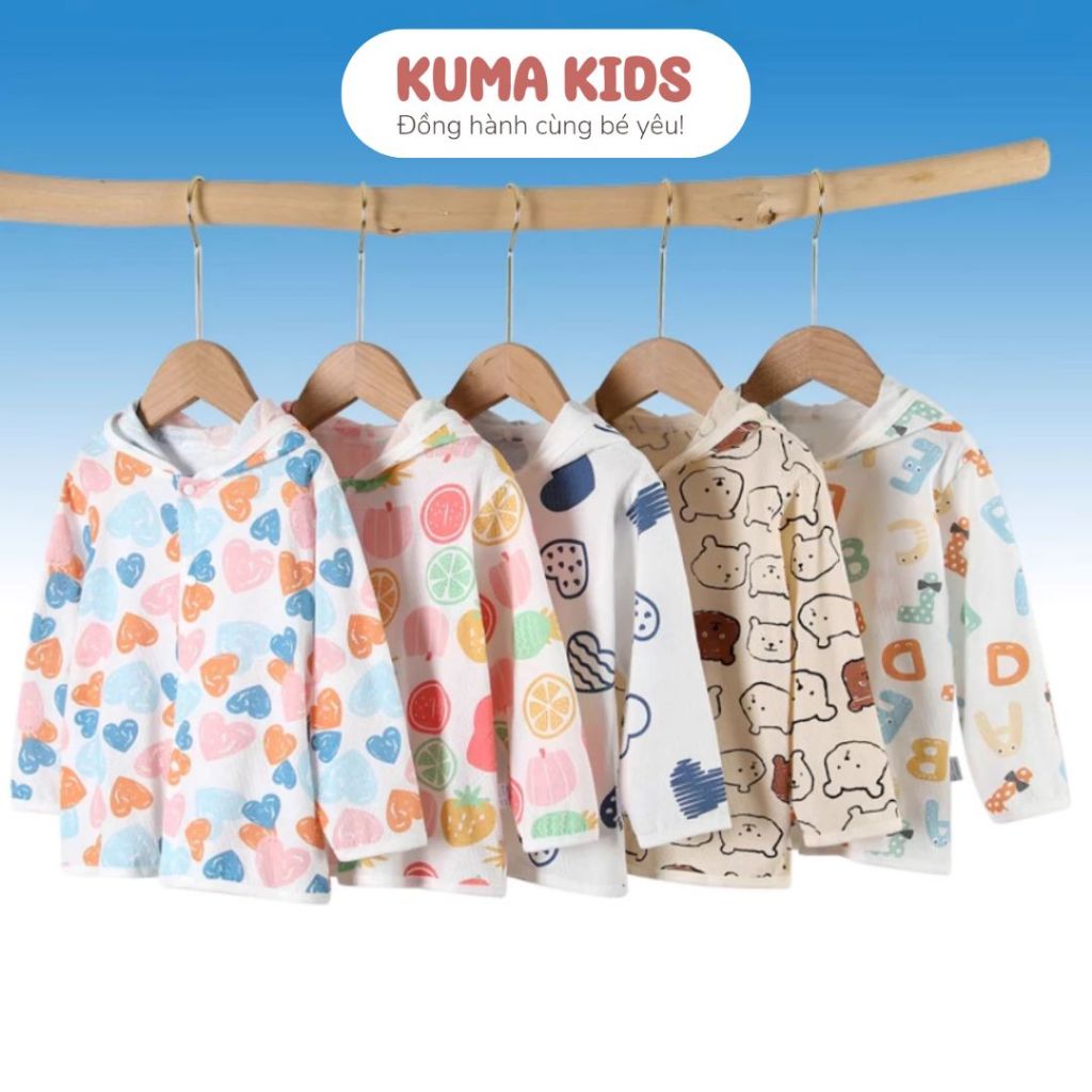 Áo chống nắng bé trai bé gái chống tia UV Kuma Kids, áo choàng thoáng mát cho bé 1-6 tuổi AN03 ...
