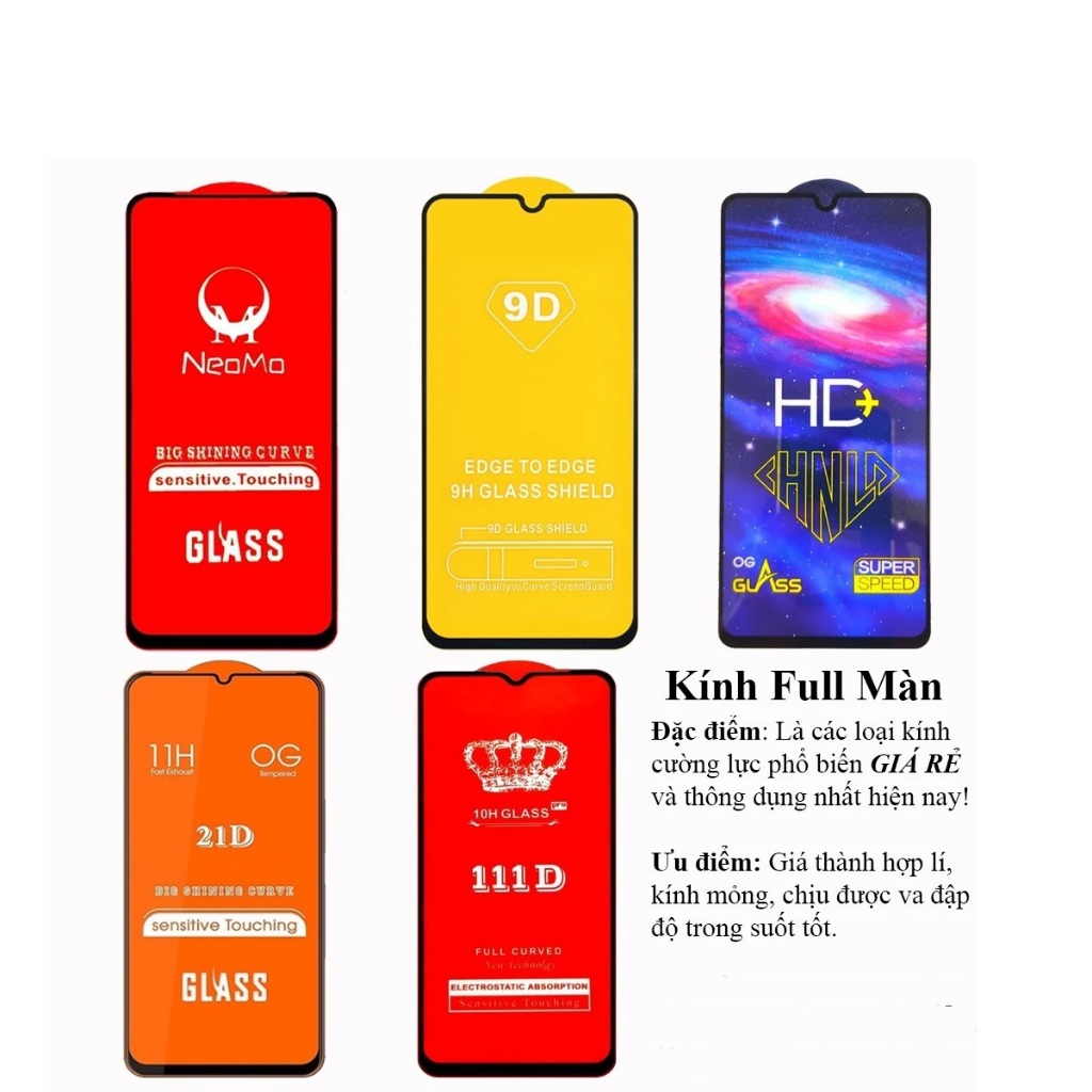 Kính cường lực Xiaomi Mi Redmi Note 7 8 9 9se 8 lite A3 8 pro trong suốt HD full màn 9H 9D 21D ...