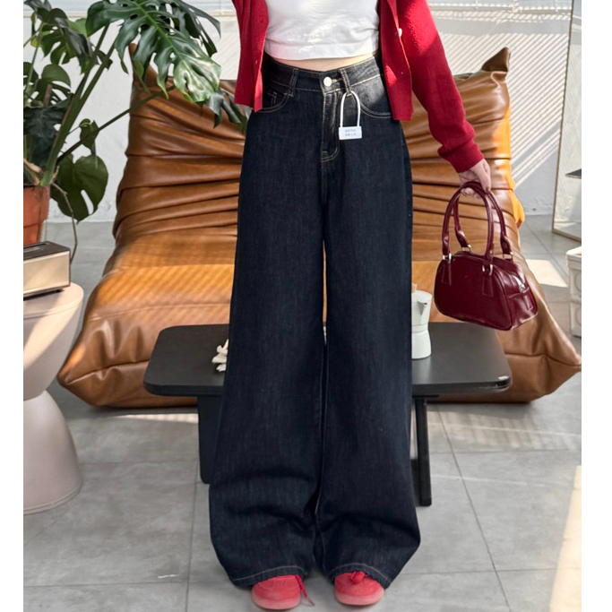 LA'MEI - Quần jeans ống rộng nữ phong cách retro vibe thu đông | Shopee ...