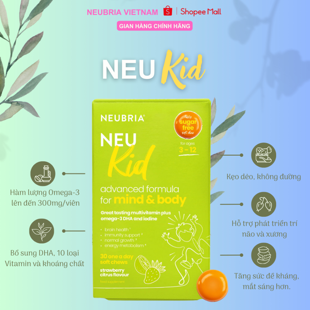 Neubria Neu Kid Omega 3 kiêm Vitamin tổng hợp cho bé 3 -12 tuổi từ UK ...