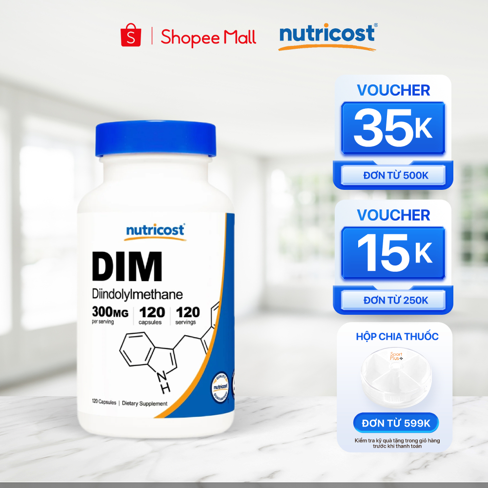 Viên uống nội tiết DIM Nutricost (120 viên) của Mỹ hỗ trợ điều kinh ...