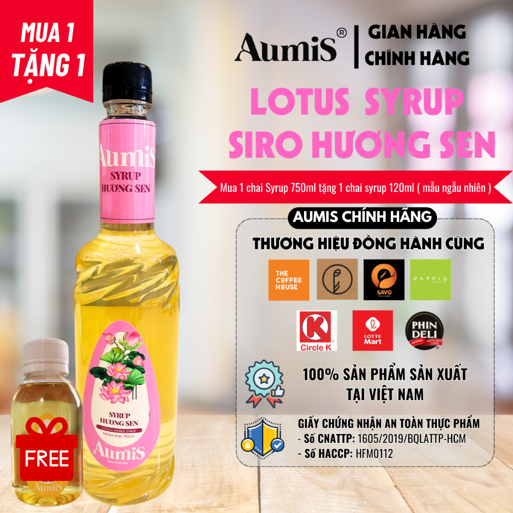 Syrup Siro Hương Sen Aumis Làm Trà Trái Cây, Trà Sữa Chai 750ml tặng 1 ...