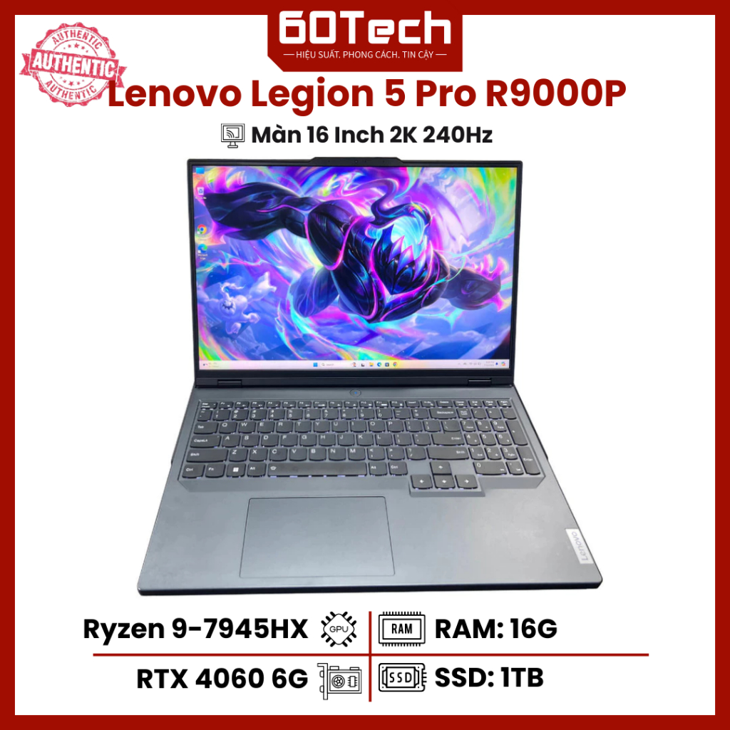 Laptop Lenovo Legion 5 Pro R9000P - Ryzen 9-7945HX RAM 16G SSD 1TB RTX 4060 Màn 16 Inch 2K 240Hz ...