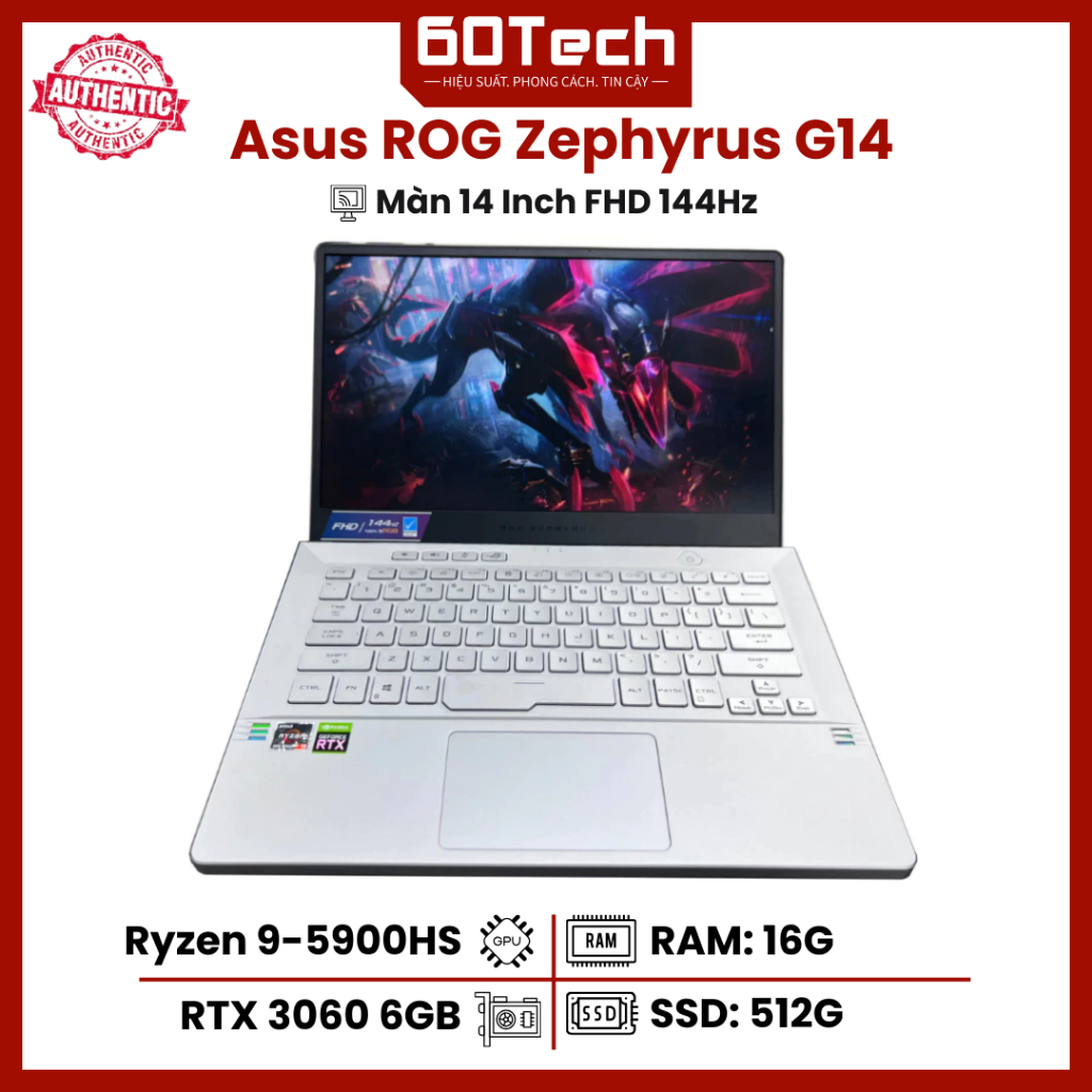 Laptop Gaming Asus ROG Zephyrus G14 - Ryzen 9-5900HS RAM 16G SSD 512G ...
