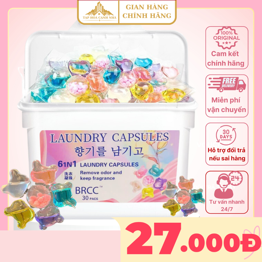 [ DEAL SỐC 1 NGÀY] Hộp 30 Viên Giặt Khử Mùi Quần Áo LAUNDRY CAPSULES ...