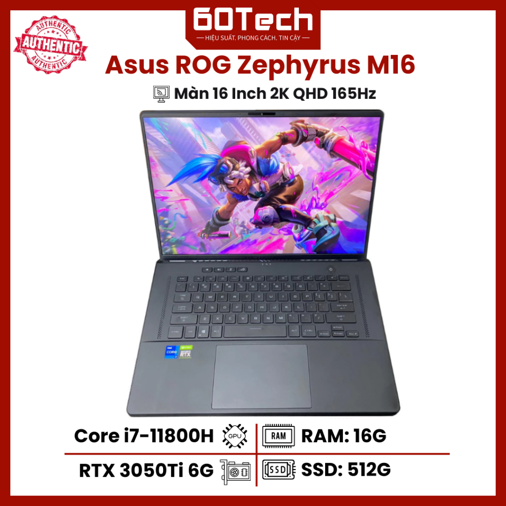Laptop Gaming Asus ROG Zephyrus M16 - Core i7-11800H RAM 16G SSD 512G ...