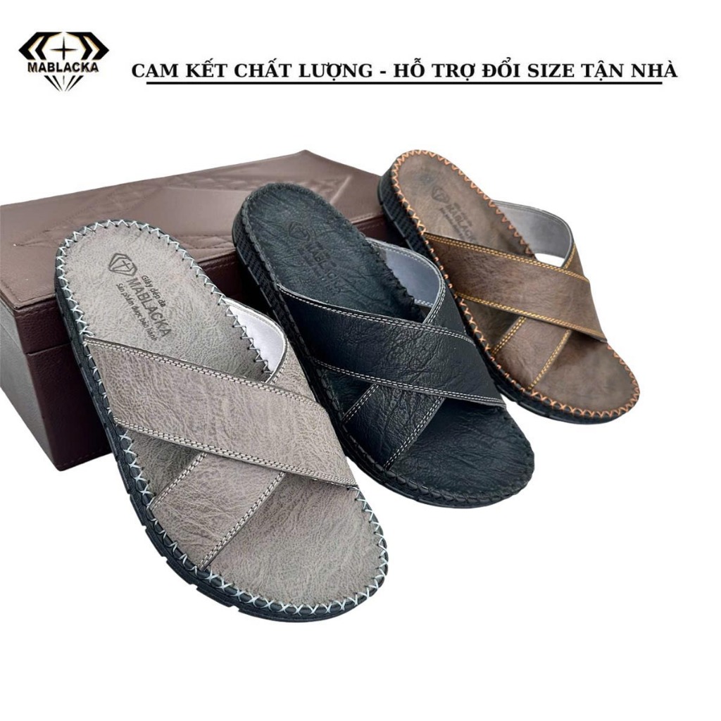 Dép da nam quai chéo da bò đế doctor cao 3cm,đẹp dành cho nam,trung ...