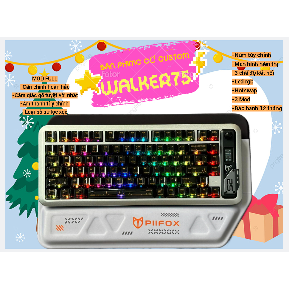 Bàn Phím Cơ Piifox Walker75 ,Walker75 3modes/ Hotswap/ LED RGB- Có tặng ...