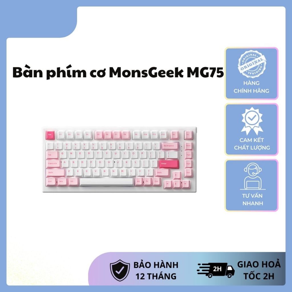 Bàn Phím Cơ MonsGeek MG75 Thiết Kế Mới Màu Hồng Trắng-Hàng Chính Hãng ...