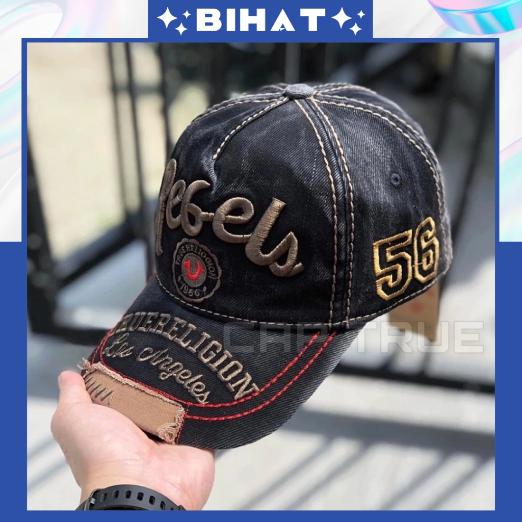 Nón kết (caps) Jean thêu Rebels 56 xịn - mũ lưỡi trai cao cấp jean màu ...