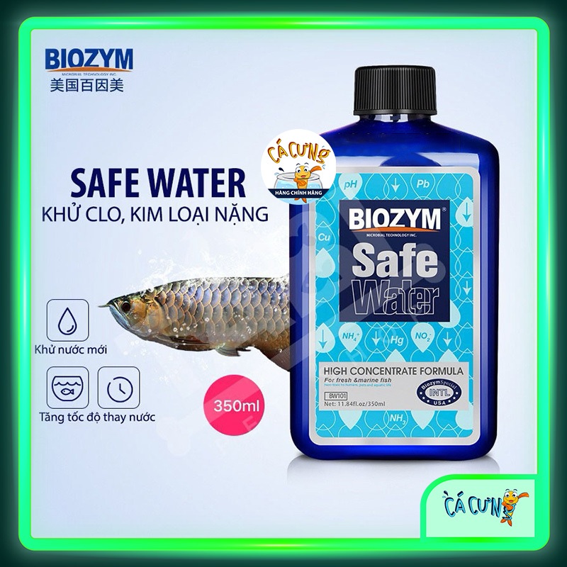 Biozym Safe Water khử Clo, Amoniac, kim loại nặng an toàn hiệu quả & chống sốc cho bể cá cảnh ...