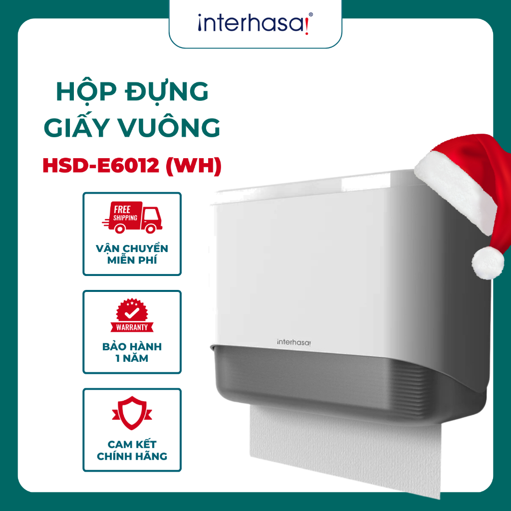 INTERHASA Hộp đựng giấy lau tay HSD-E6012, treo tường, nhựa ABS, chống nước, chứa 200 tờ ...