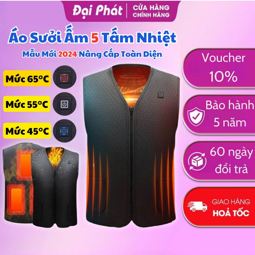 Áo Sưởi Ấm Công Nghệ Nhật Bản 2024, Áo Khoác Điện Ghile Sử Dụng Điện Từ Pin Dự Phòng, Điều Chỉnh ...