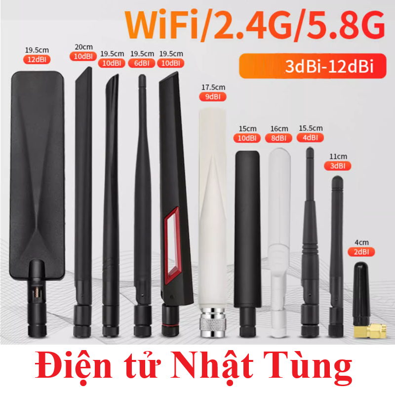 Anten 2.4GHz / 5.8GHz độ lợi 3dBi / 10dBi dài 3cm / 20cm KIM TRONG ...