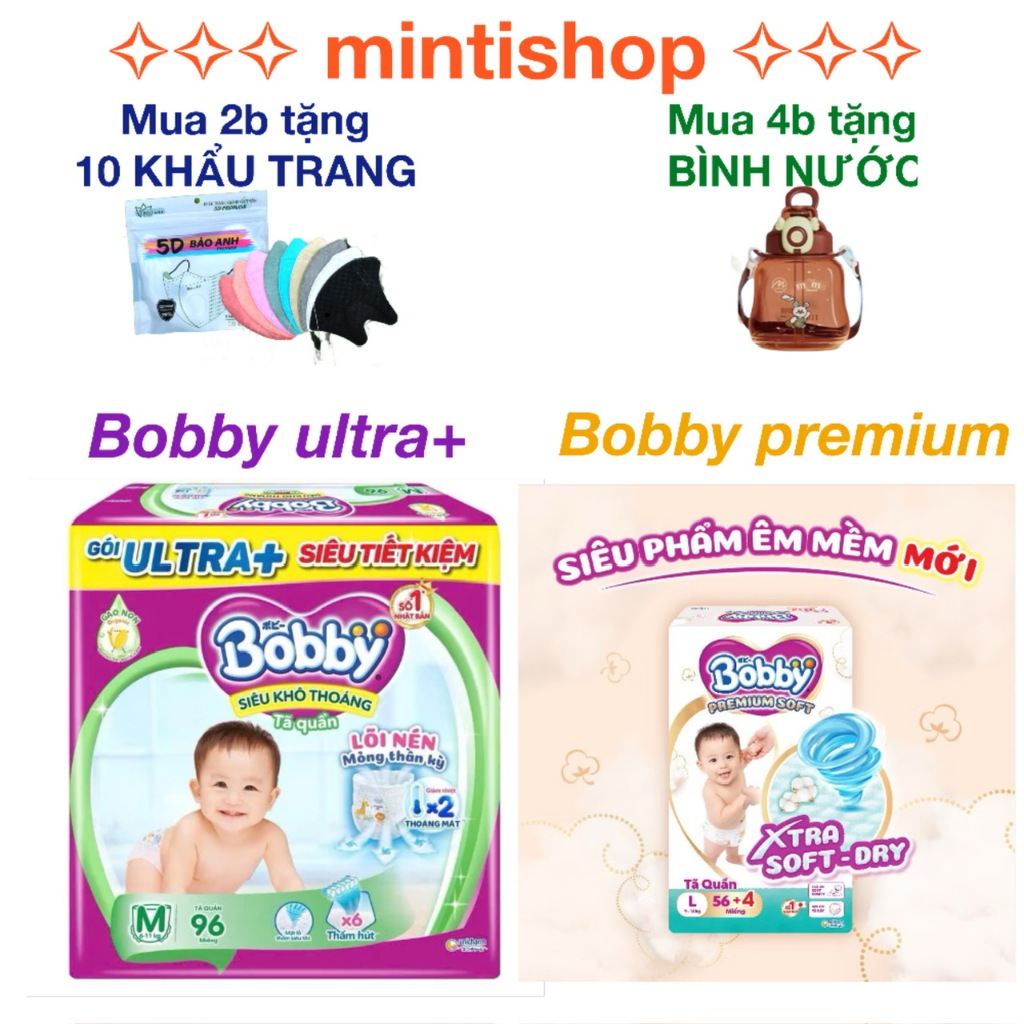 [Bịch đại siêu tiết kiệm] Bỉm quần Bobby ultra+/ Bobby Premium Soft ...