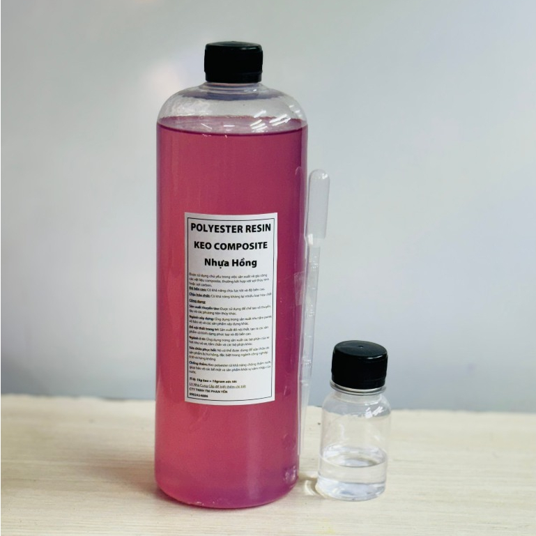 Nhựa poly composite,poly hồng[Polyester resin]1kg tặng kèm xúc tác,ống ...
