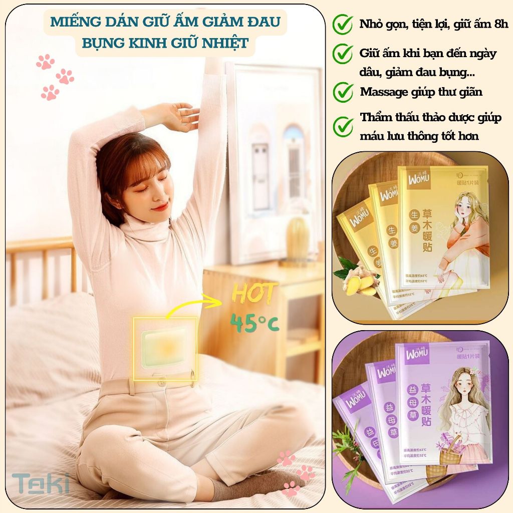 Combo 30 Miếng Dán Giữ Nhiệt Giảm Đau Bụng WOMU, Giữ Nhiệt 6-8h, Thảo ...