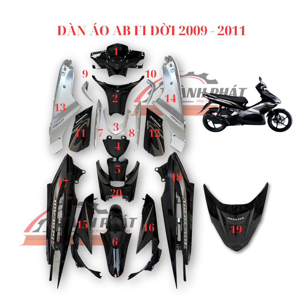 Dàn áo AB 110 FI Đời 2010 Màu Đen Bạc Zin Hãng 20 món | Shopee Việt Nam