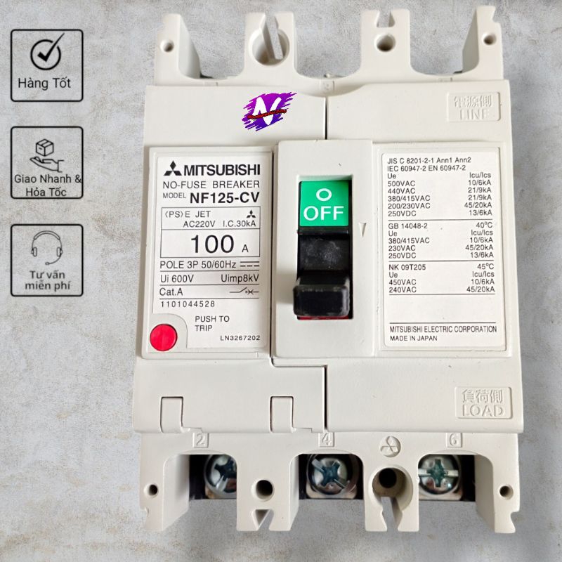 aptomat cb mccb 3pha Mitsubishi 100A, mccb khối lớn cb Mitsubishi 3pha ...