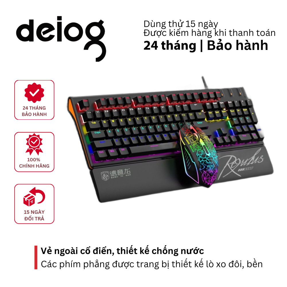 Combo bàn phím chuột gaming Deiog DY M115 LED RGB có dây thiết kế độc đáo chống ồn | Shopee Việt Nam