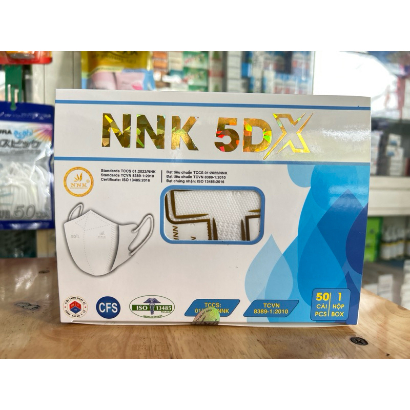 Khẩu trang 5D NNK hộp 50 cái có màu trắng đen xám quai thun siêu êm ...