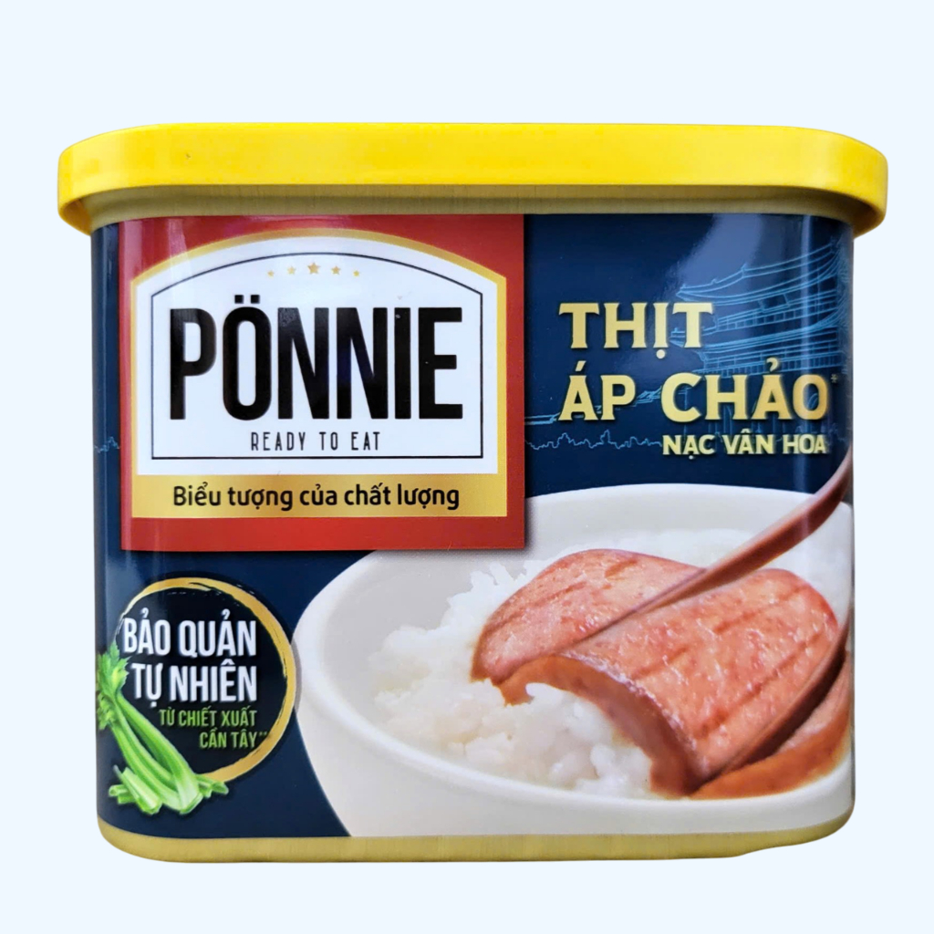 PONNIE -- HỘP LỚN 340 -- THỊT ÁP CHẢO HÀN QUỐC NẠC VÂN HOA Canned Meat ...