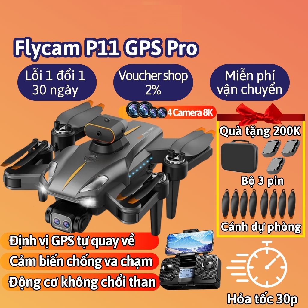 Máy Bay Flycam FLYCAM P11 PROMAX - CAMERA SIÊU NÉT 8K, ĐỊNH VỊ QUANG ...