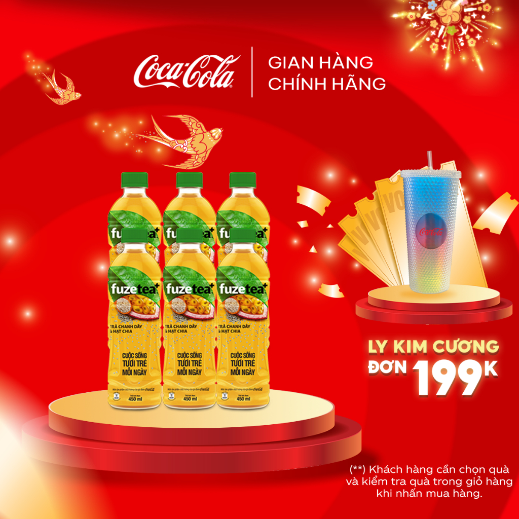 Lốc 6 Chai Trà Chanh Dây Và Hạt Chia Fuzetea+ 450ml/Chai Coca-Cola ...