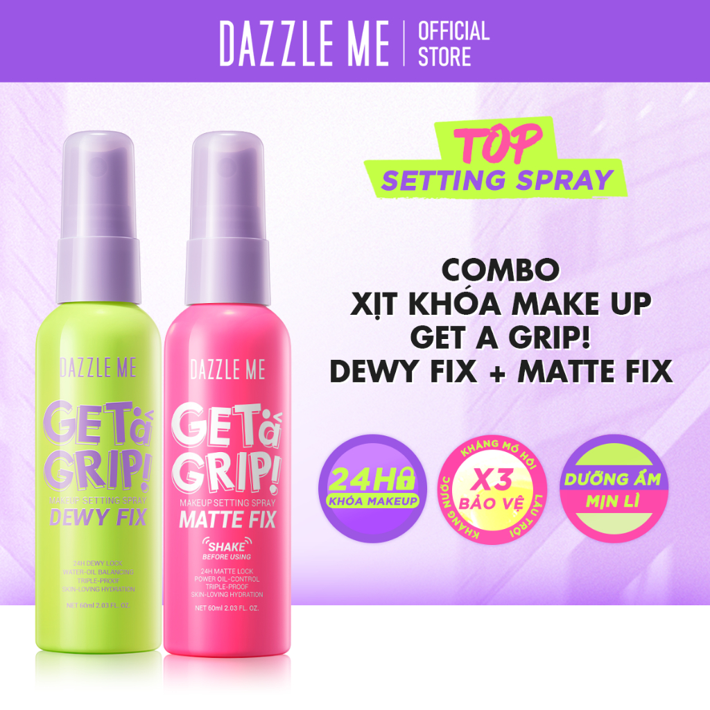 Xịt Khóa Make up Nền DAZZLE ME Setting Spray Matte Fix trang điểm kiểm ...