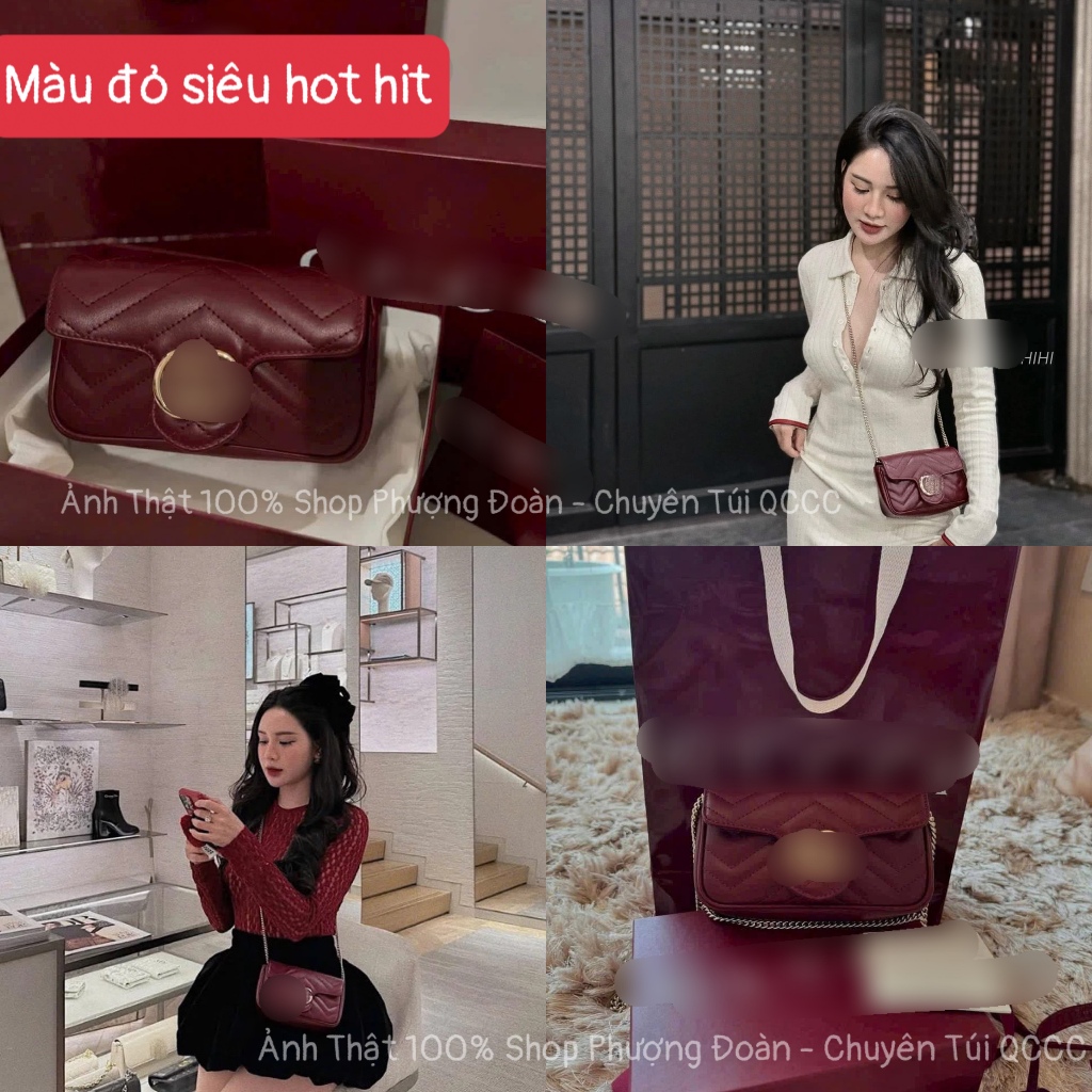 Túi da mềm đỏ mận siêu hot hit hàng full box vip size 18cm-22cm vừa ĐT sang chảnh | Shopee Việt Nam