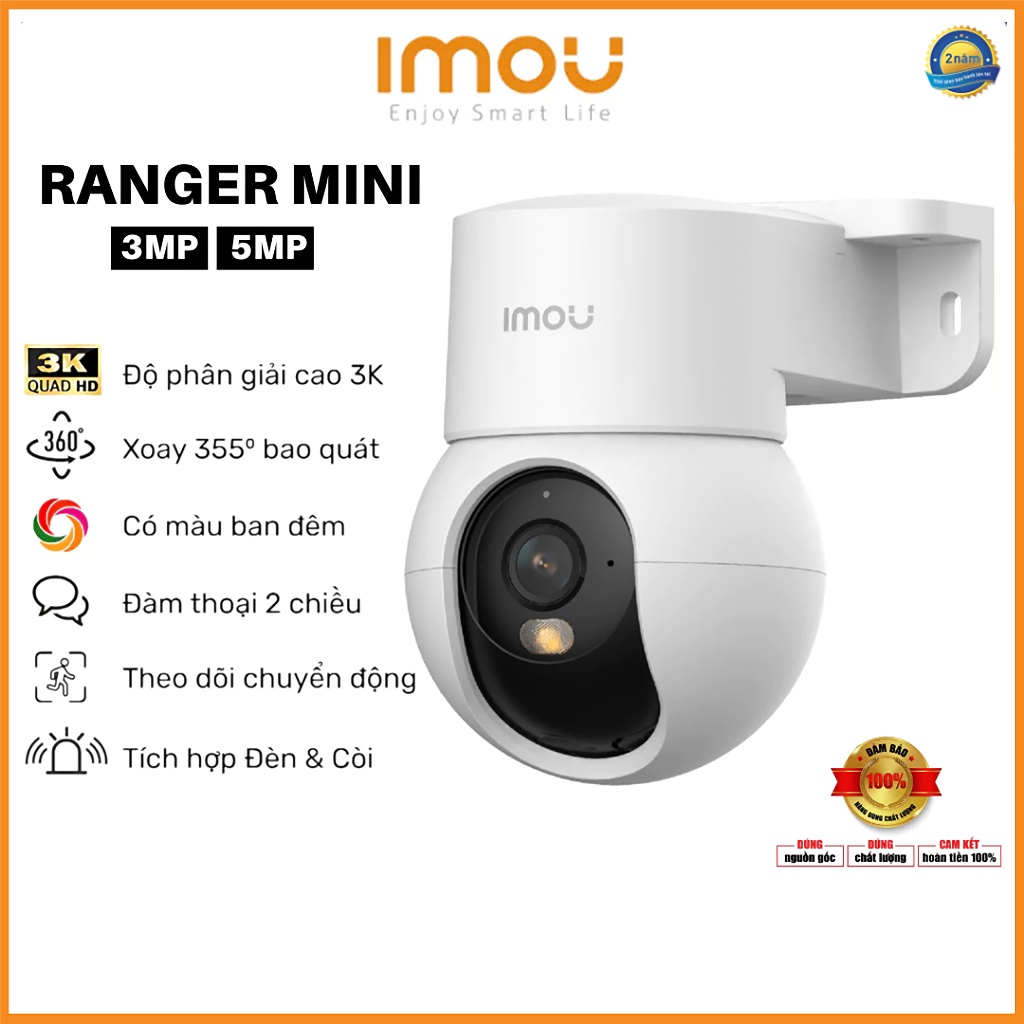 Camera Wifi IMOU Ranger Mini K2MP 3MP/5MP- Tích Hợp Chân Đế- Quay Quét ...