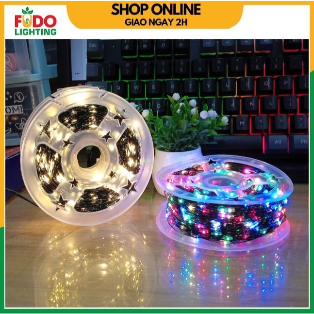Dây đèn LED kẽm đom đóm 50M, 80M (dây xanh) Remote chỉnh 8 kiểu chớp nháy trang trí giáng sinh ...