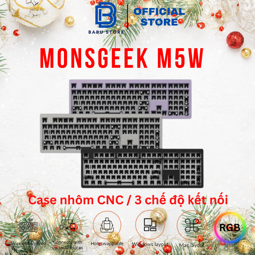 [HÀNG SẴN] KIT Bàn phím cơ Monsgeek M5/M5W 3 chế độ kết nối | Case nhôm ...