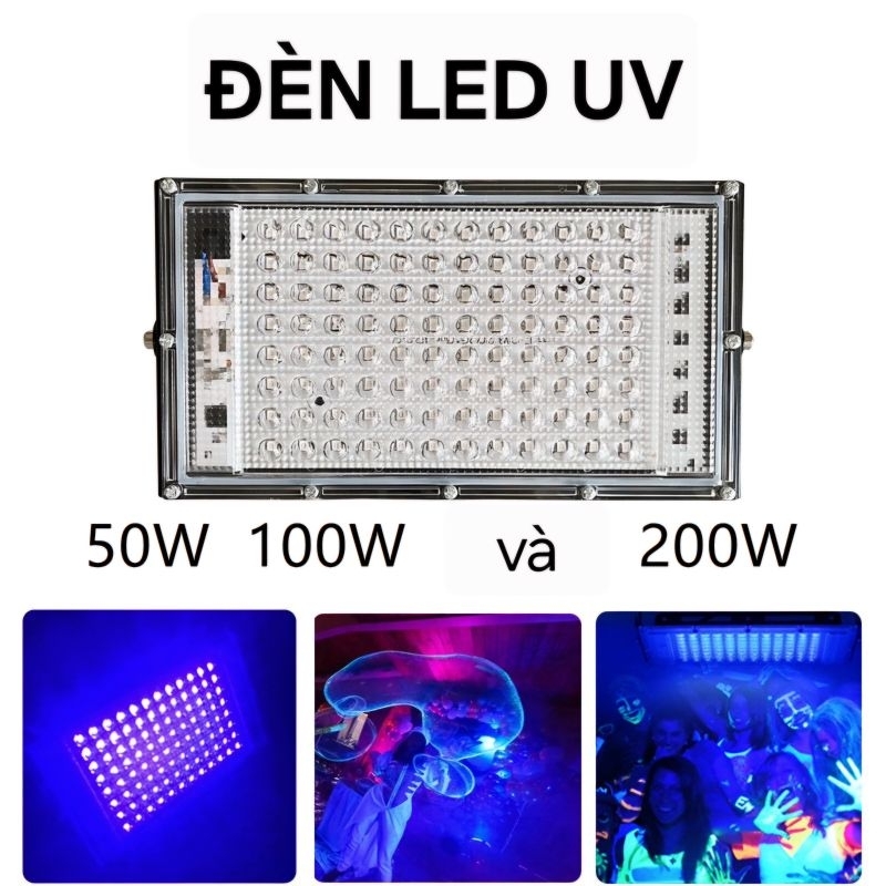 Đèn led UV 50W- 100W - 200w tia cực tím 395nm có phích cắm và công tắc ...