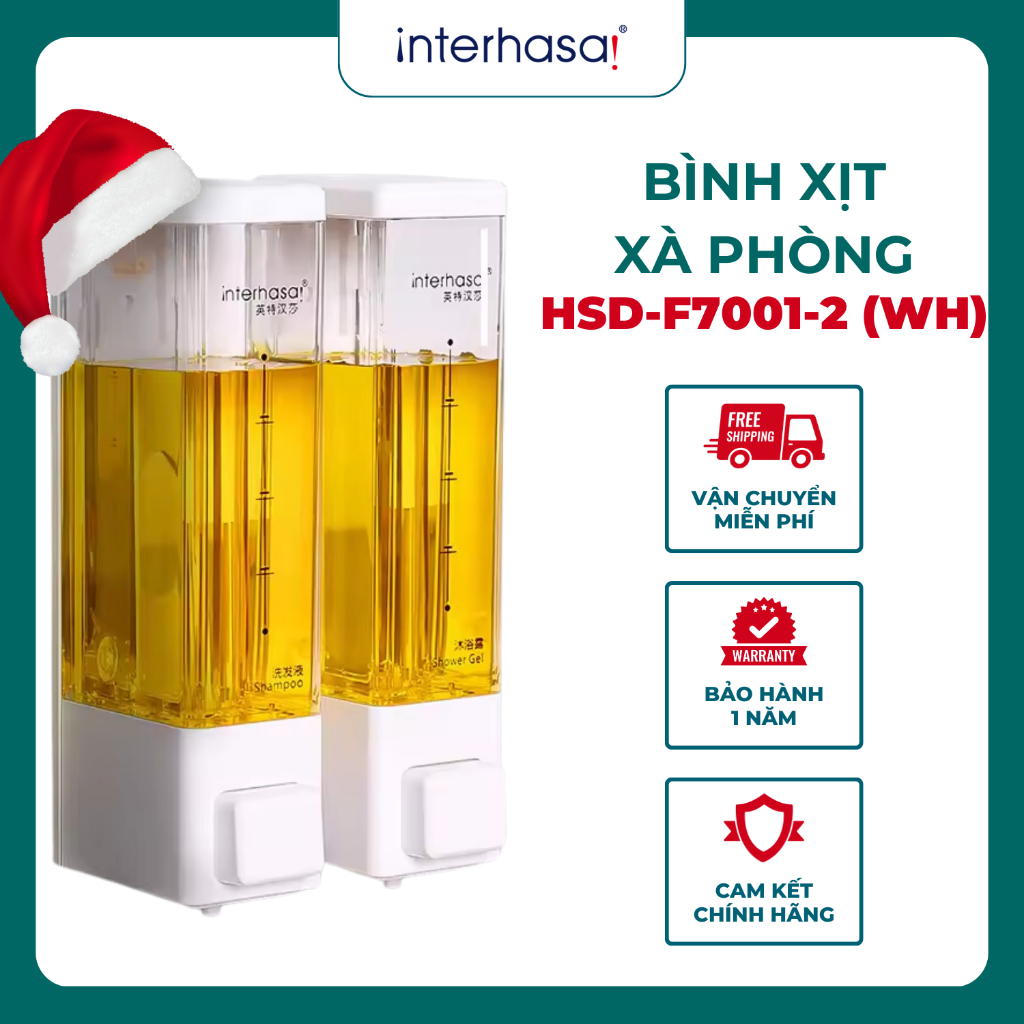 INTERHASA Bình xịt xà phòng nhấn đôi 250ml x 2 HSD-F7001-2 (WH) nhựa ABS cao cấp chống nước ...