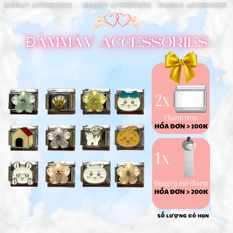 Charm Hoa Và Thỏ Xinh Dễ Thương Italian Charm Bracelet | Shopee Việt Nam