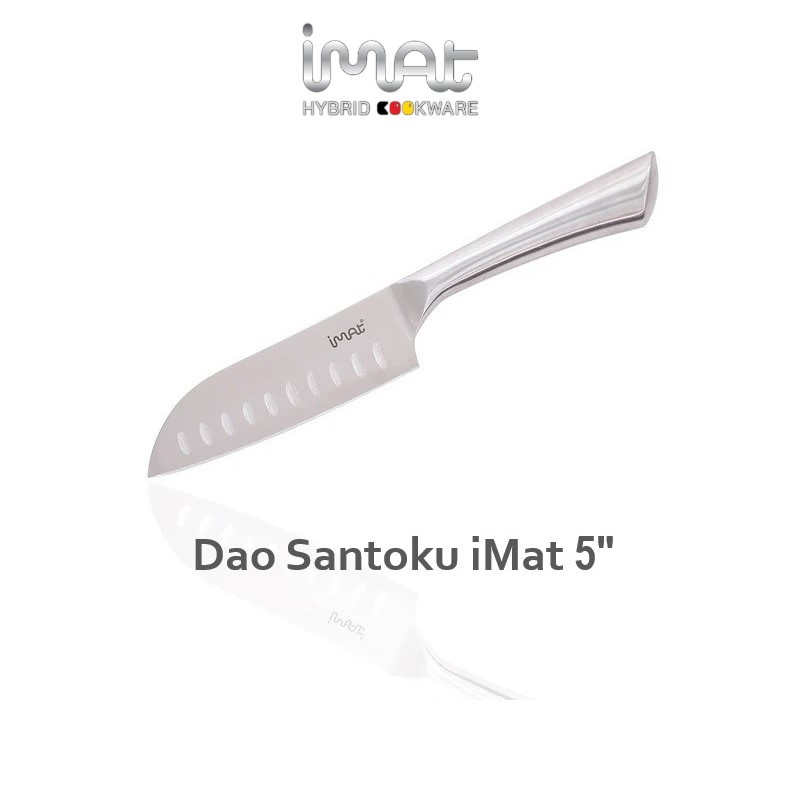 Dao Santoku nhỏ 5" iMat cán thép, lưỡi thép cacbon 5CR15 sắc, bền bỉ,cán dao bằng inox 430 không ...