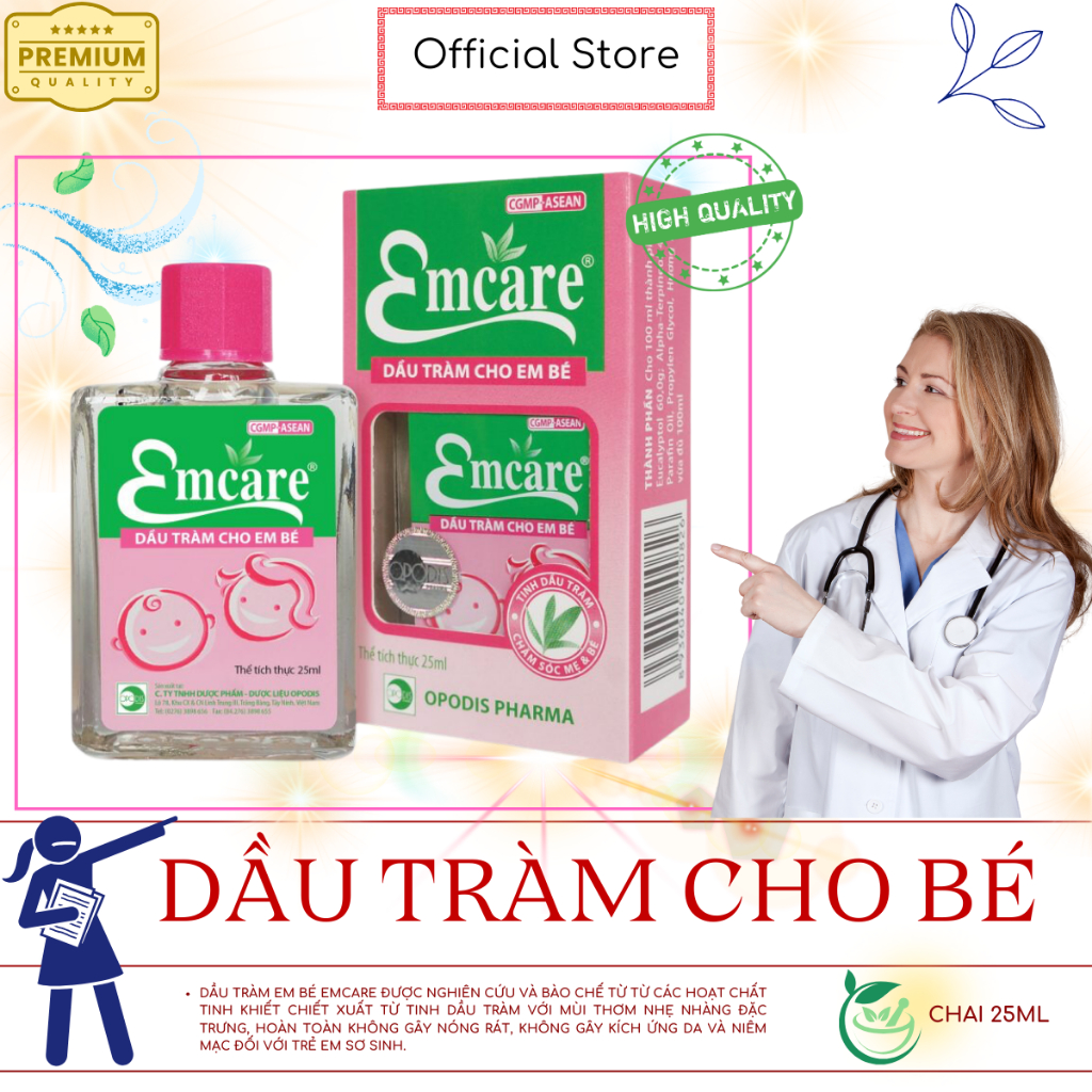 [HOẢ TỐC]Dầu tràm Emcare ngừa cảm lạnh, ho, nghẹt mũi cho bé chai 25ml ...