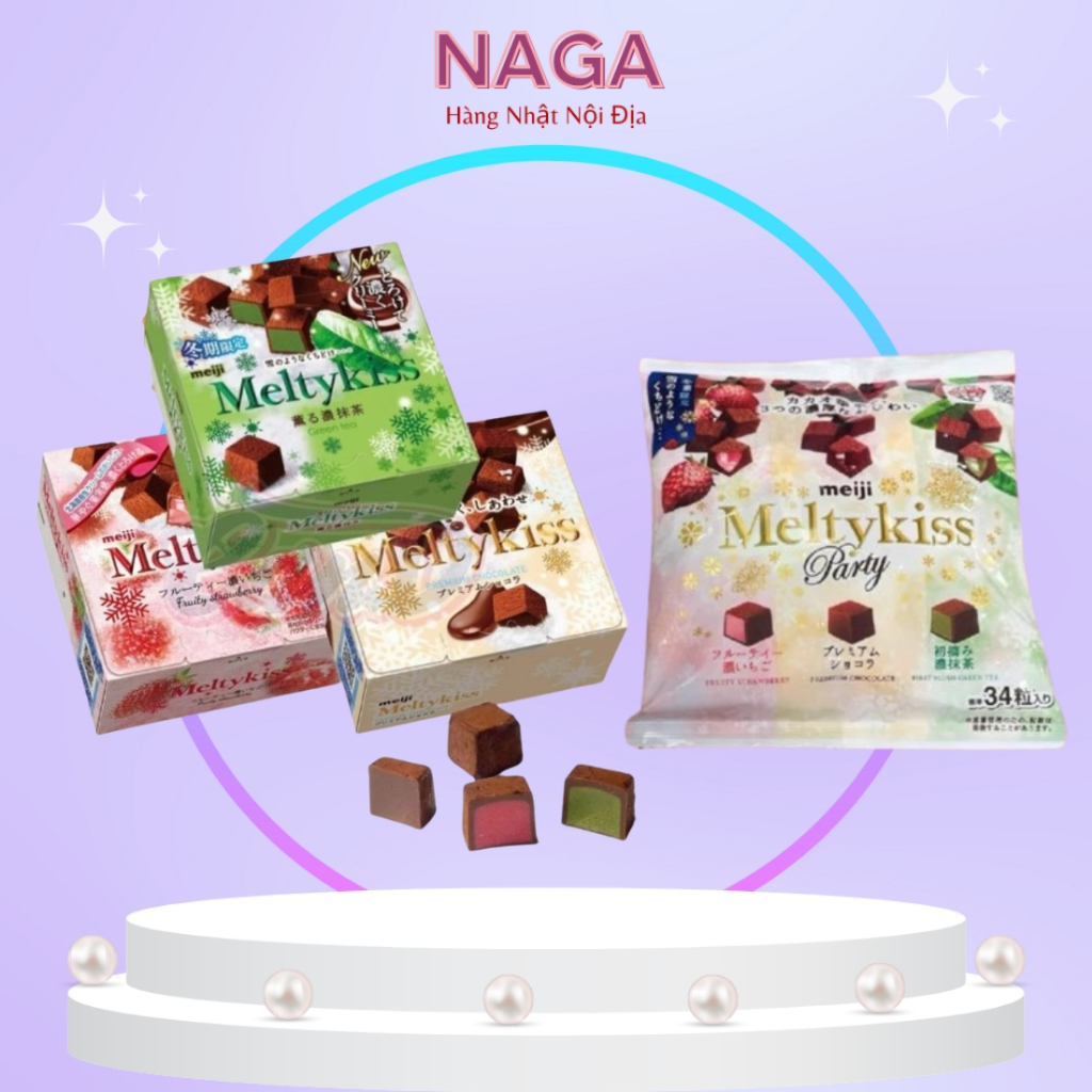 Socola tươi Meiji Meltykiss 56g Melty Kiss vị vani, trà xanh, dâu tây, caramen Nhật Bản Siêu ...
