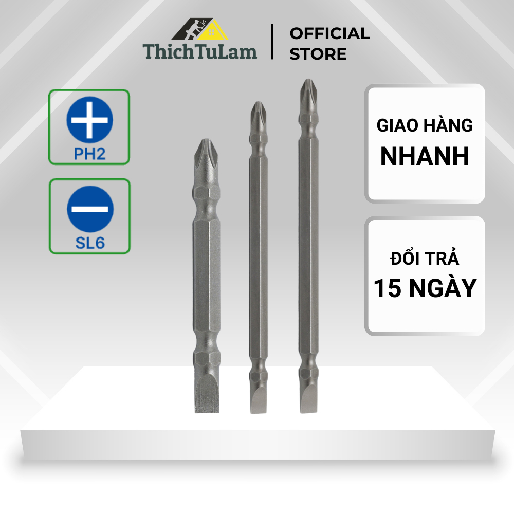 Mũi vít hai đầu SL6-PH2 x 65/110/150 mm bằng thép S2 Brosco | Shopee Việt Nam