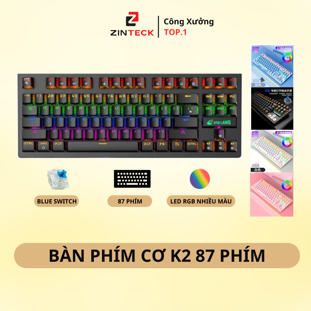 Bàn Phím Cơ Cho Máy Tính K2 Pro Led RGB - 10 Chế Độ Led Khác Nhau ...
