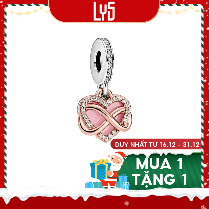 Charm bạc S925 Sparkling Infinity Heart Dangle Charm 1164 - Bạc S925 ...