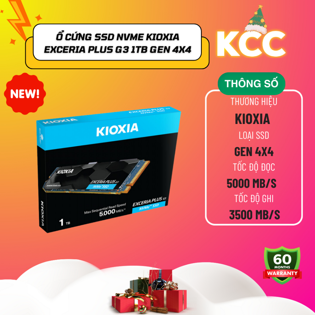 SSD NVMe Kioxia Exceria Plus G3 Gen 4x4 1TB Đọc/Ghi : 5000/3900MB/Giây (LSD10Z001TG8) - Bảo Hành ...