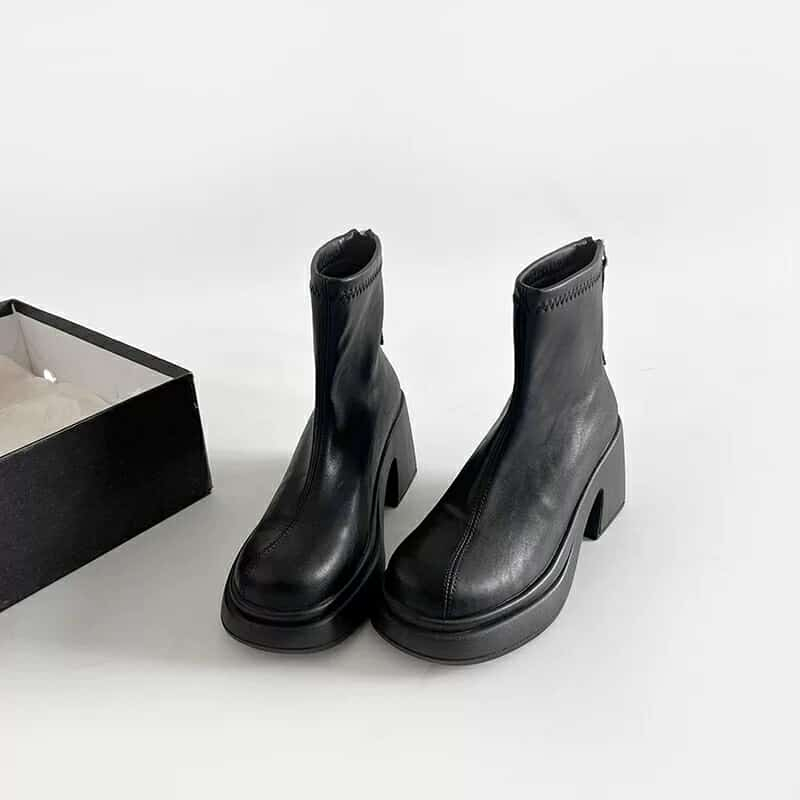 Boots da cổ thấp đế 9cm - T50 - Gobe - Màu đen | Shopee Việt Nam