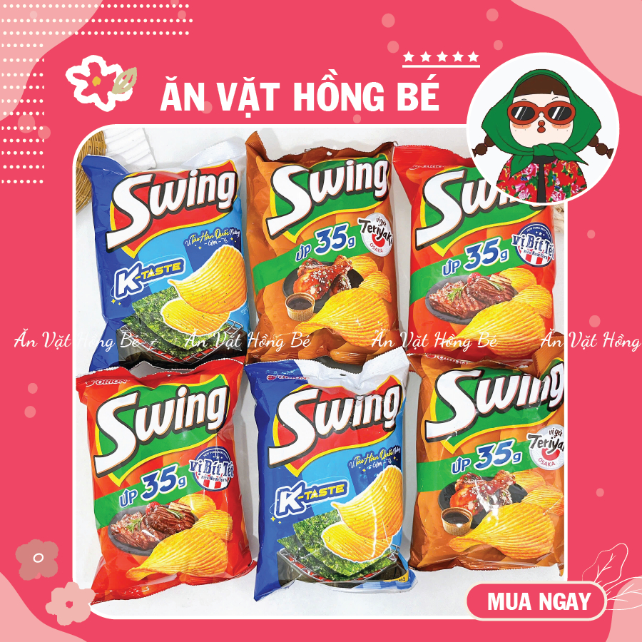 Bim bim SWING khoai tây 3 vị Bò Bít Tết, Gà, Tảo Biển phiên bản mới ...