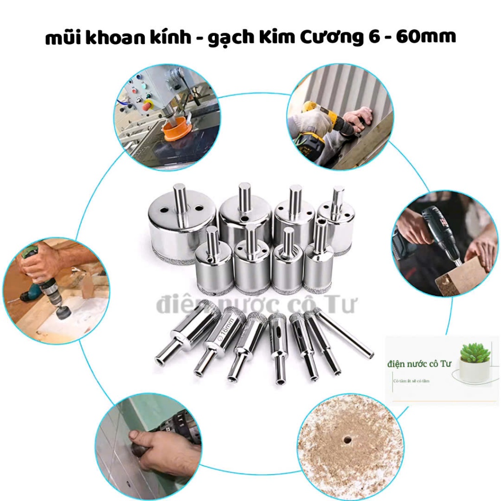 Mũi khoan kính Mũi khoan gạch men 6mm - 60mm Kim Cương Loại 1 | Shopee Việt Nam